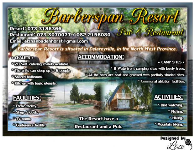 Barberspan Resort - Pub & Restaurant Delareyville - Accommodation Tourism