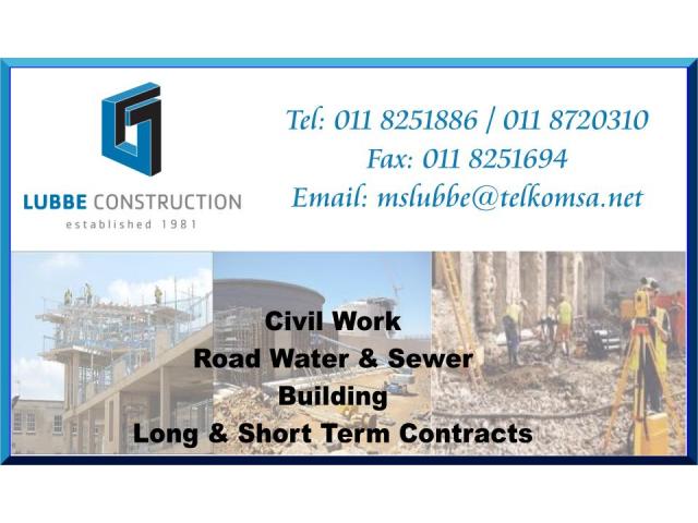 Lubbe Construction (Pty) Ltd Delville - Contractors Directory