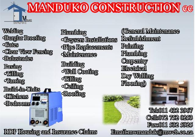Manduko Construction cc Johannesburg - Contractors Directory