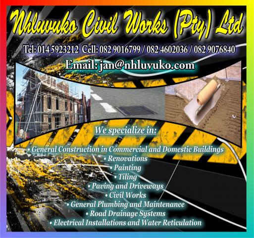 Nhluvuko Civil Works (Pty) Ltd Rustenburg - Contractors Directory